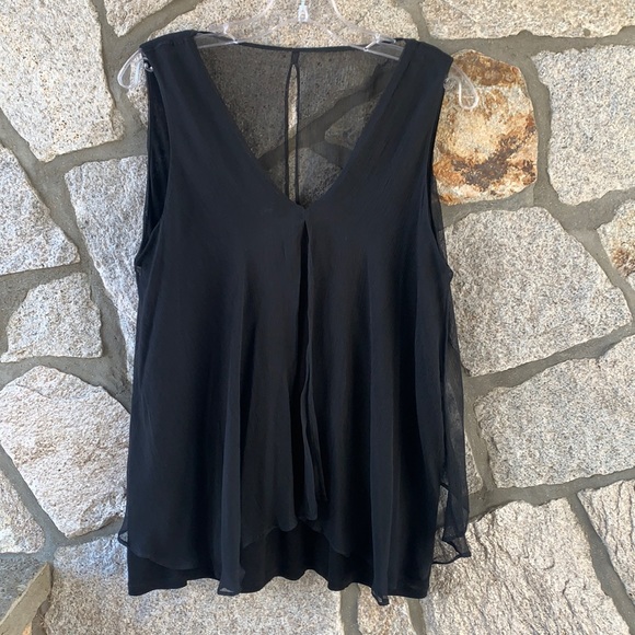 Club Monaco | Tops | Club Monaco Sheer Front Overlay Vneck Top | Poshmark